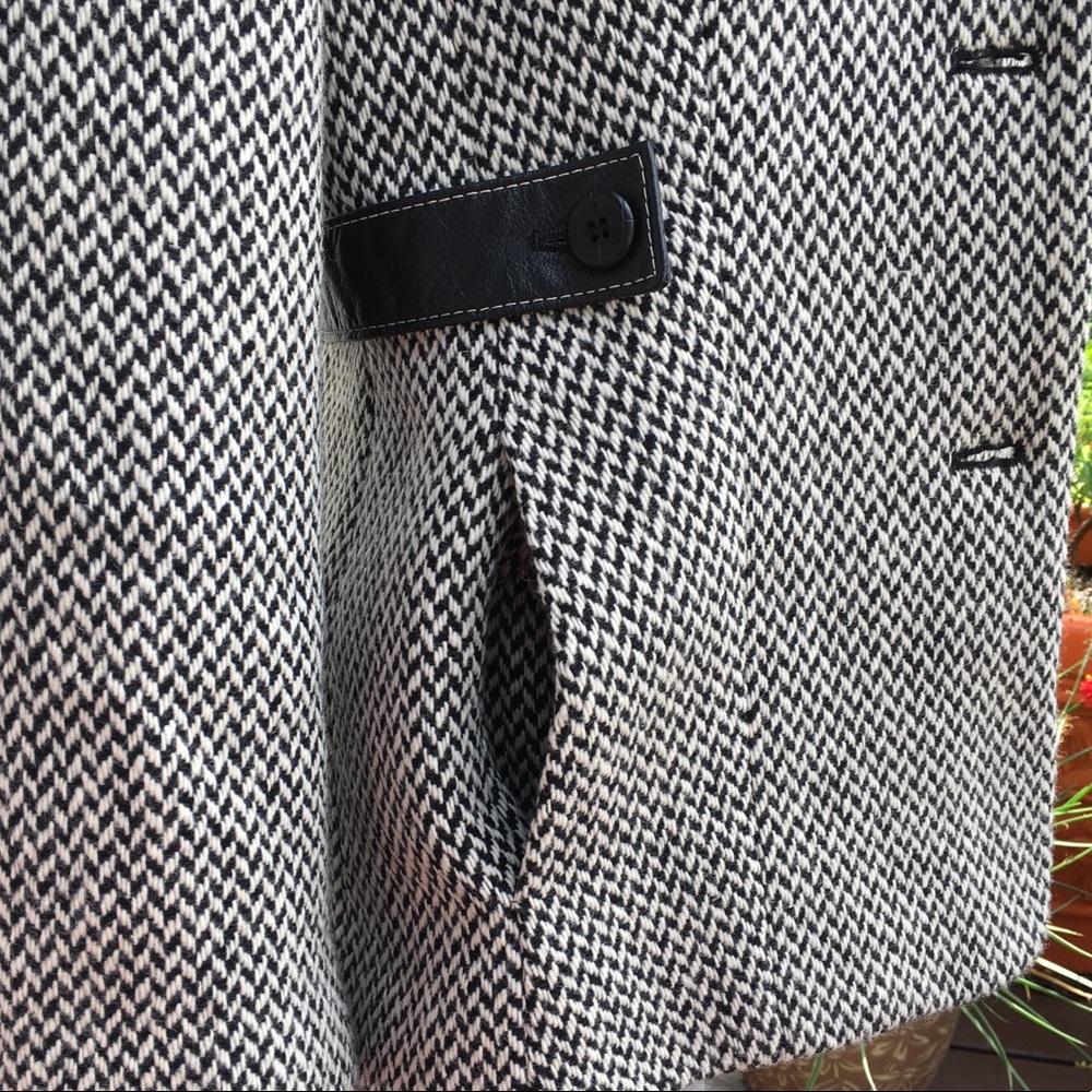 Talbots Leather Trimmed Tweed Jacket - Gem